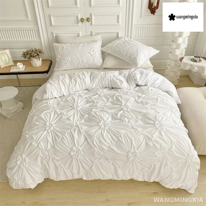 Комплект постельного белья "King Size", 3D-цветок, белый, 1,5-спальный, 3предмета