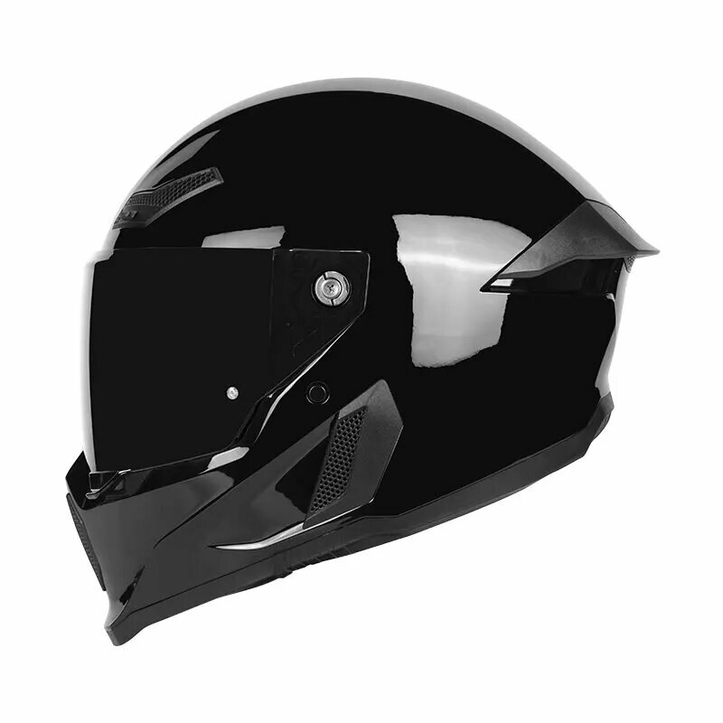 Ярко-черный анфас мотоциклетный шлем из АБС-пластика для мужчин и женщин с Черный, L, Glossy Black B