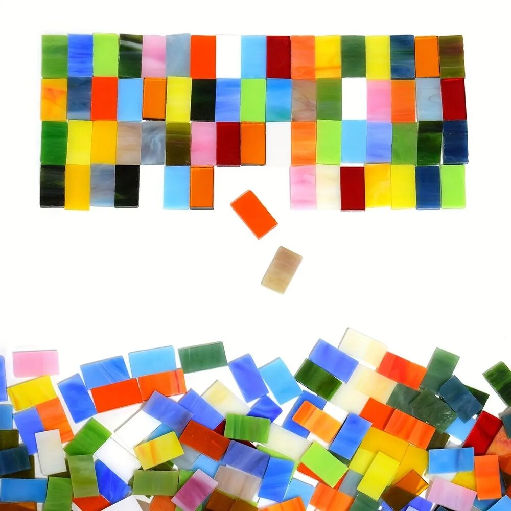 100 г 1x2 см/0,43x0,79 дюйма Разноцветные фрагменты цветного мозаичного стекла Для создания витражных абажуров, мозаичных абажуров, картин на стекле и декоративно-прикладного искусства