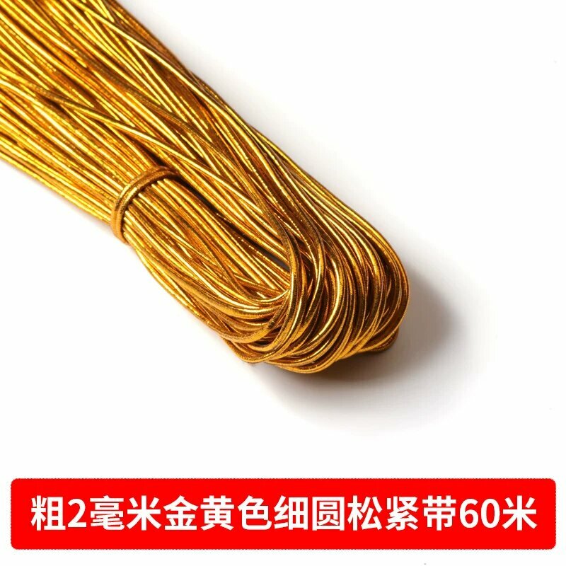 Круглая эластичная лента, эластичная веревка, тонкая резинка, 1 мм, 2 мм, золотая и серебряная эластичная нить, бирка