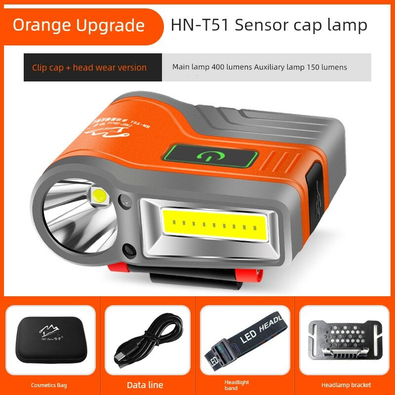 Hana T51 индуктивная повязка-фонарь для рыбалки, перезаряжаемый яркий светодиодный свет с головной повязкой, оранжевый
