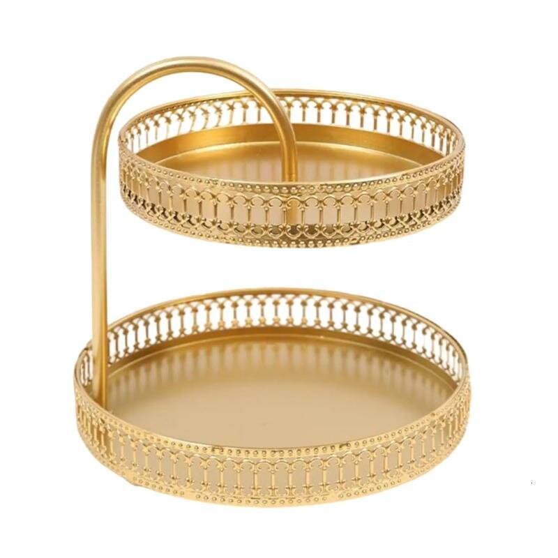 Двухъярусная железная подставка для фруктов, овощей и закусок, Двухслойный циркуль