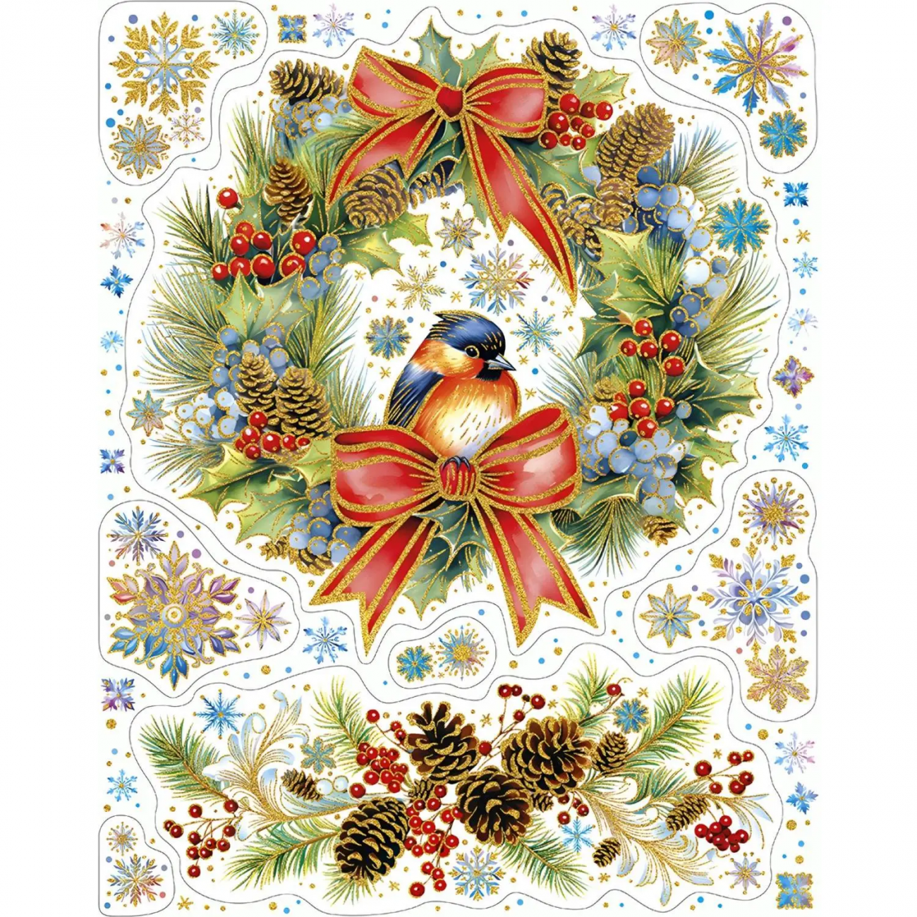 Наклейка на окно новогодняя из ПВХ пленки, с раскраской 30x38см арт.92063 Magic Time 2333539