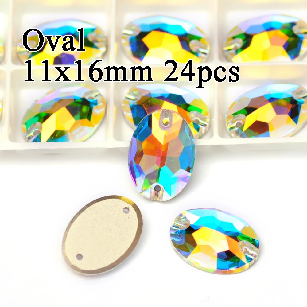 Кристальные стразы Oval 11x16mm, 24шт