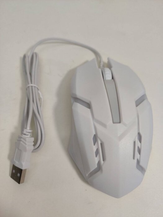 Мышь проводная белая RGB USB 1.3м GYH6108B