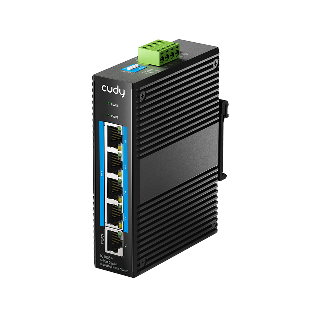 Коммутатор CUDY IG1005P 5-Port Gigabit Industrial PoE Switch уц-3 5-Port Aluminum Industrial PoE Switch, 1000Mbps 5-Port RJ45, 802.3at/af, Din-rail design, Power supply: DC12~52V work temperature:-40 °C-80°C, Power Adapter Not Included