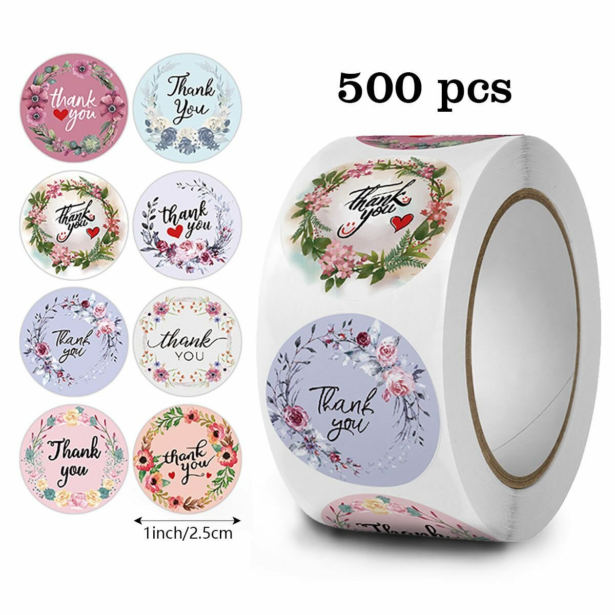 Наклейки стикеры, этикетки Спасибо Thank you для бизнеса, оформления hand made подарков, кондитеров, 500шт.
