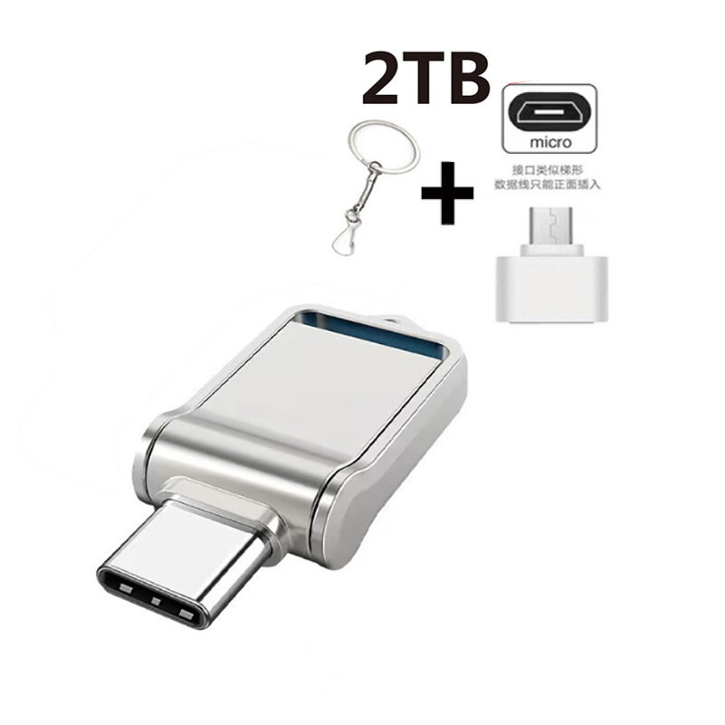 Миниатюрная USB-флешка для мобильного телефона, 128 ГБ, металлическая, с поворотным механизмом, с разъемом Type-C, двойного назначения для компьютера и автомобиля, высокоскоростная для воспроизведения музыки, USB-накопитель на 1 ТБ.