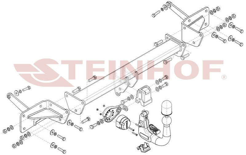 Фаркоп на Volkswagen T7 Multivan STM, STN 08/2021- без подрезки бампера (паспорт и сертификат в комплекте)(без электрики) Steinhof. V-084