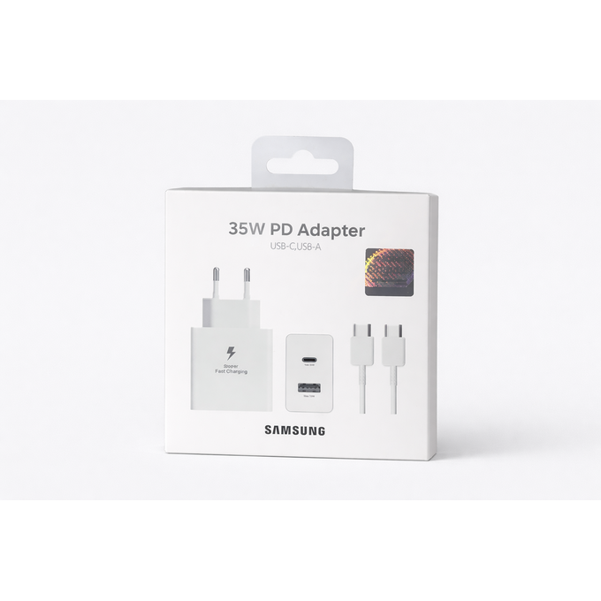 Зарядное устройство Samsung 35 Вт PD+USB-A Dual Charger 1м USB C (EP-TA 220) Белый Original