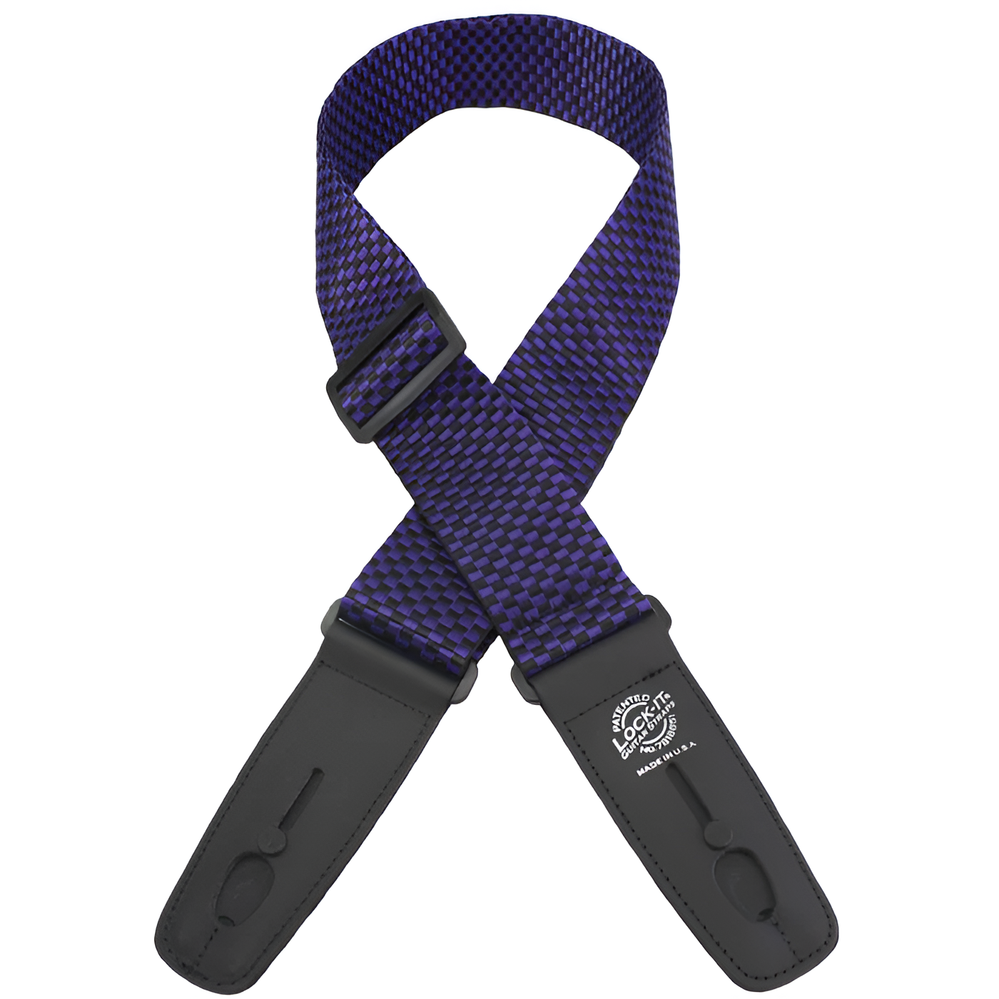 LIS-010-P2-PRCHK Ремень для гитары с блокировкой, фиолетовые шахматы, Lock-It Straps, D'Andrea