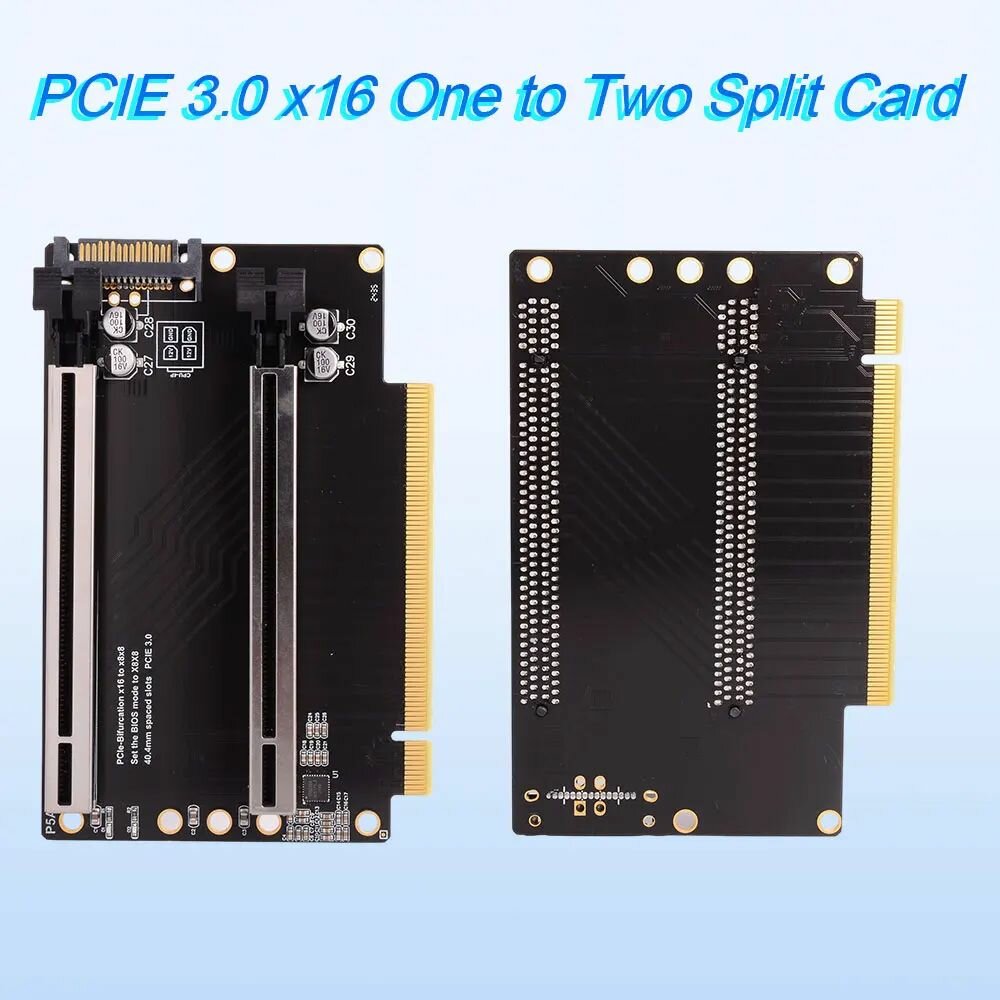 Адаптер ADT-Link PCIe 3.0 x16 → x8+x8, удлинитель, с питанием SATA, для разветвления слотов