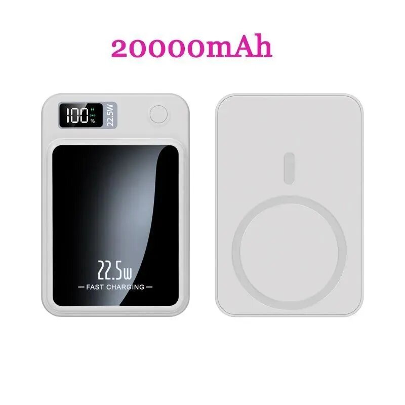 Магнитный повербанк 20000 Wireless Power Bank с быстрой беспроводной зарядкой для Айфона / iPhone 12, 13, 14, 15