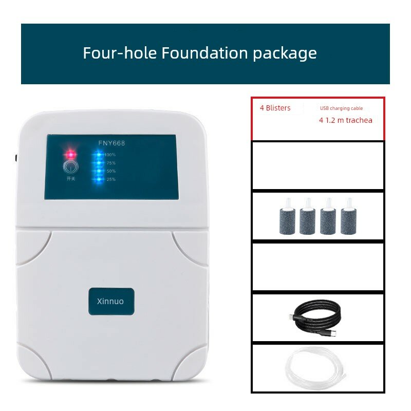 Базовый комплект с четырьмя отверстиями для аэрации рыбалки, двухполярный источник кислорода, DC/AC питание, система