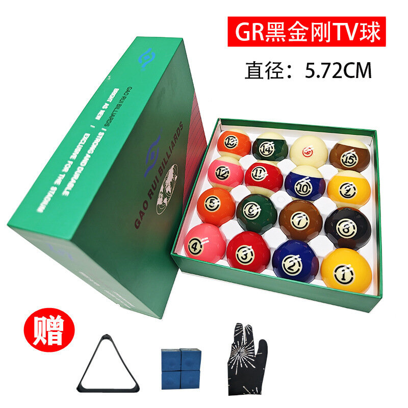 Черные бильярдные шары из кристалла, шары для американского пула в шестнадцати цветах, шары для снукера, стандартные бильярдные принадлежности большого размера.