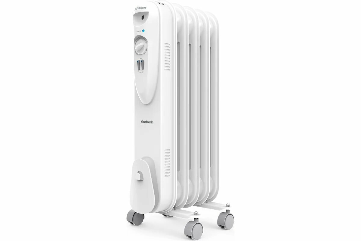 Масляный обогреватель Timberk TOR 21.1005 SLX, механическое управление, 10 секций, белый