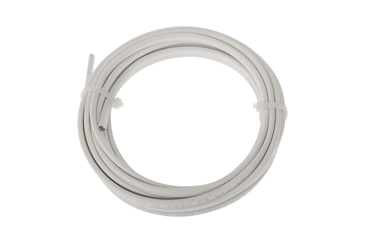 ШВВП REXANT 2х0,75 мм² серый плоский кабель из меди с ПВХ-изоляцией и оболочкой, длина 5 м, номинальное напряжение 450/750 В, ГОСТ 7399‑97, упаковка бухта, предназначен для бытовой электропроводки.