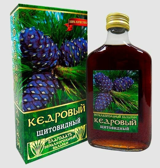 Питьевой бальзам Благодать с Алтая Кедровый (Щитовидный) 250 мл, на травах, безалкогольный