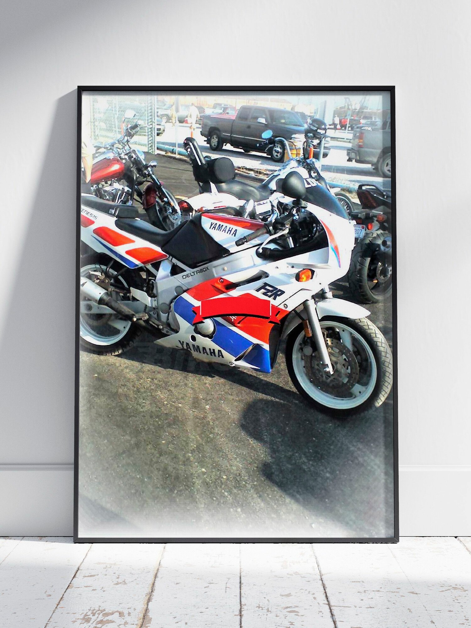 Плакат на стену для интерьера Техника и транспорт (Ямаха FZR600R - Yamaha FZR600R 1) - Постер по транспорту формата A4 (21x30 см)
