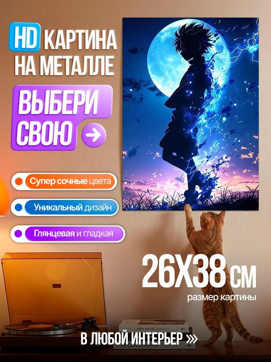 Картина на HD металле Киллуа Молния Луна