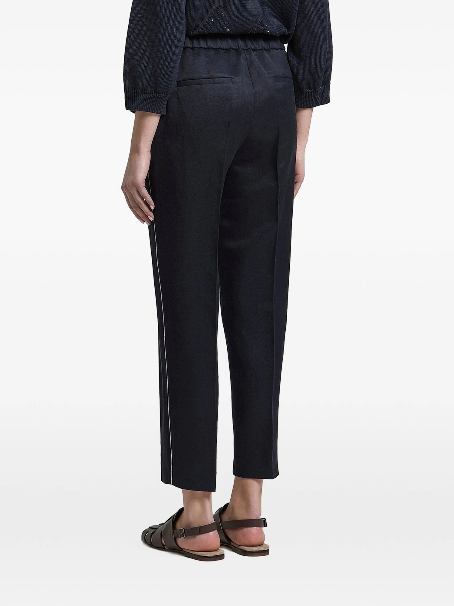 Брюки PESERICO Chain-trim elasticated trousers, размер 36, blue — фото 1