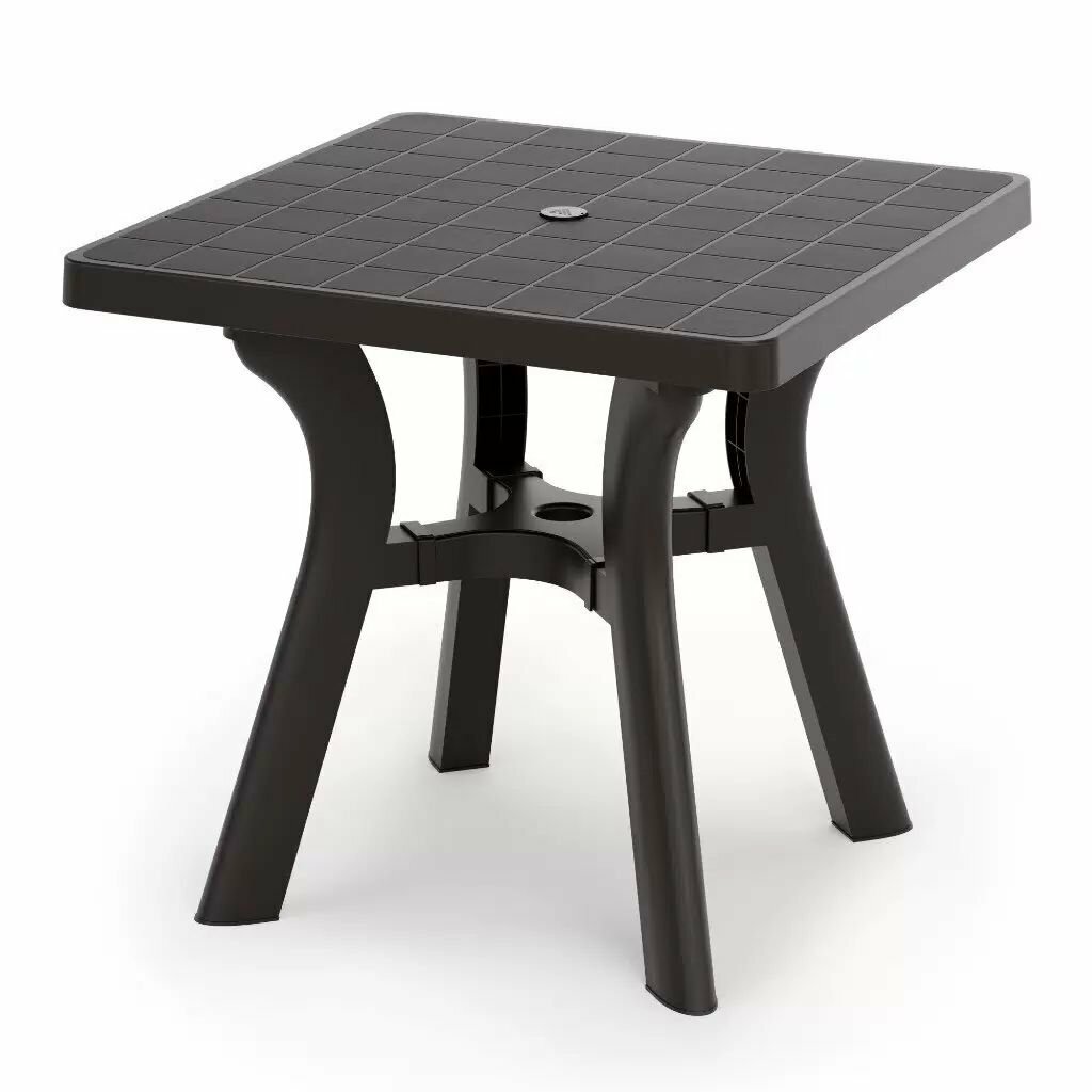 Стол пластиковый квадратный Атлант 80х80х76.5 см, цвет мокко, для дачи и отдыха, универсальный садовый стол на 4 персоны