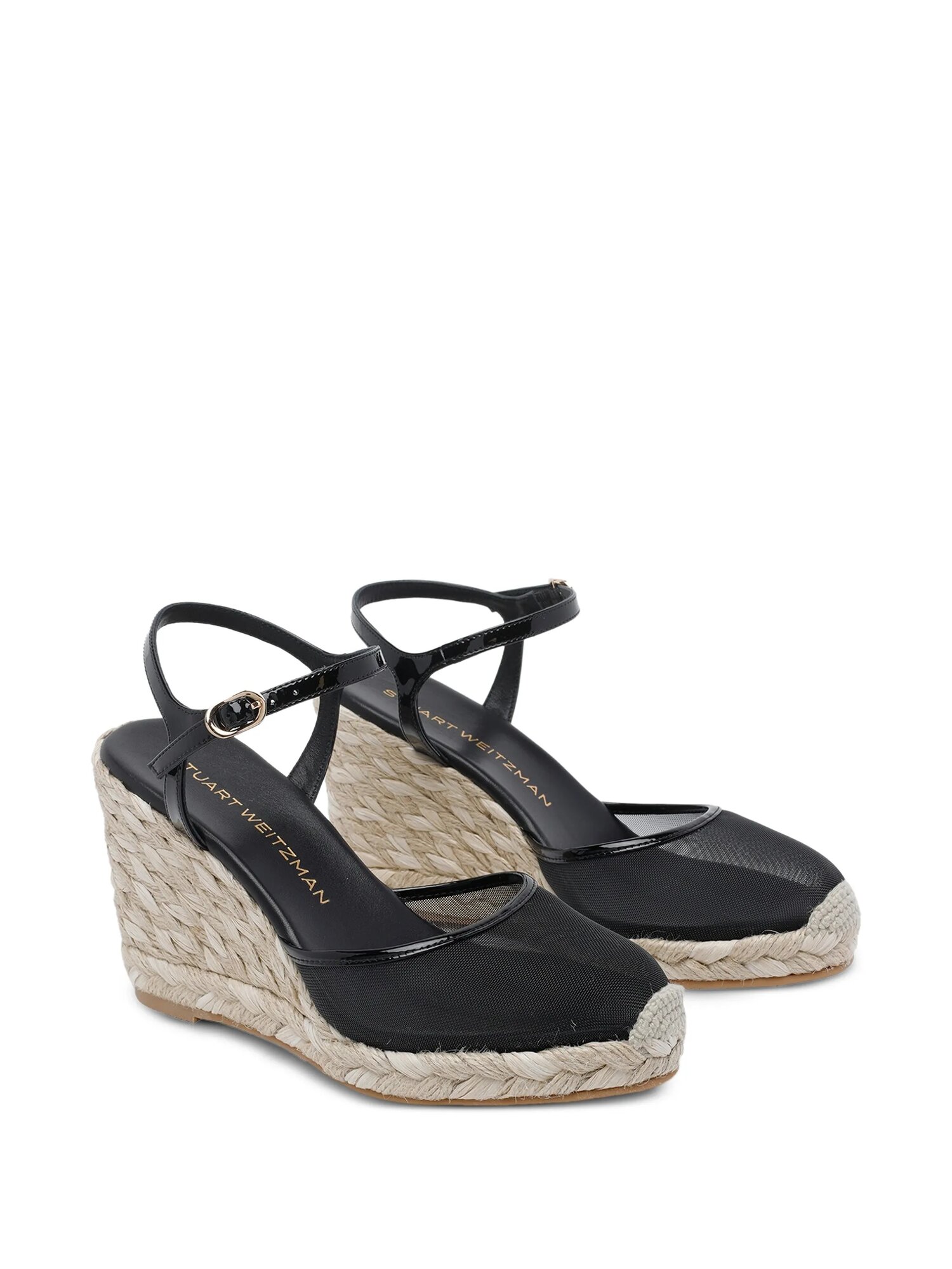 Эспадрильи Stuart Weitzman Mesh buckle heeled espadrilles, размер 40, black/black — фото 1