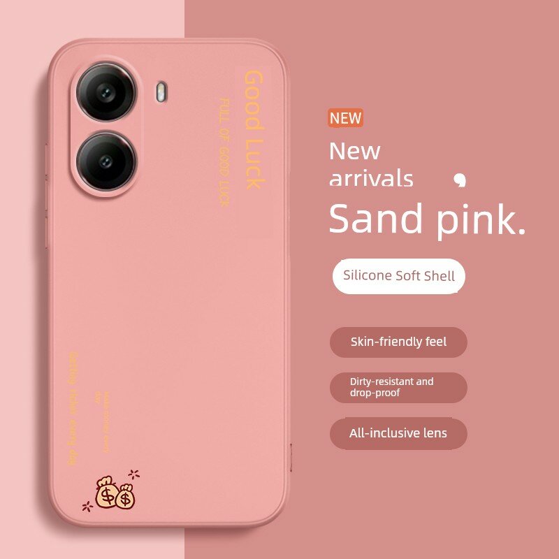 Жидкий силиконовый чехол для Xiaomi Redmi Turbo 4 - Полная защита, ударопрочный, песочный розовый