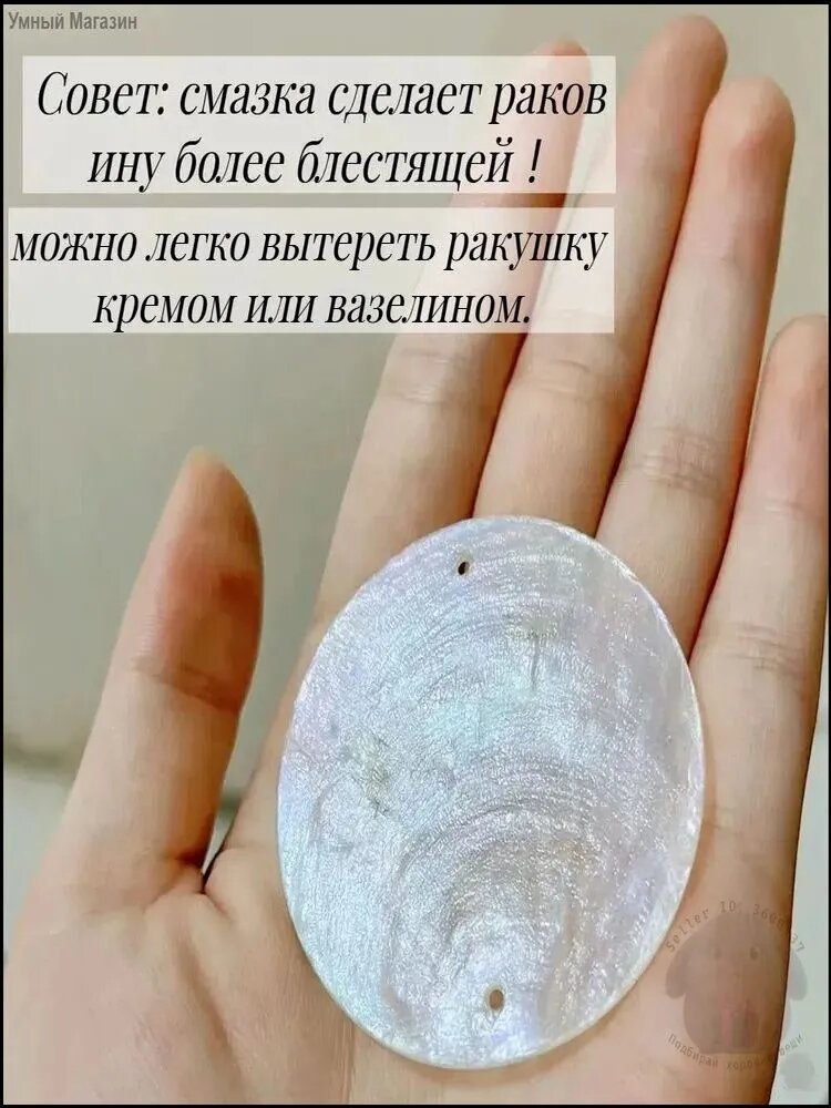 Натуральные перламутровые ракушки для творчества 20 шт. Белые круглые диски 5 см — фото 1