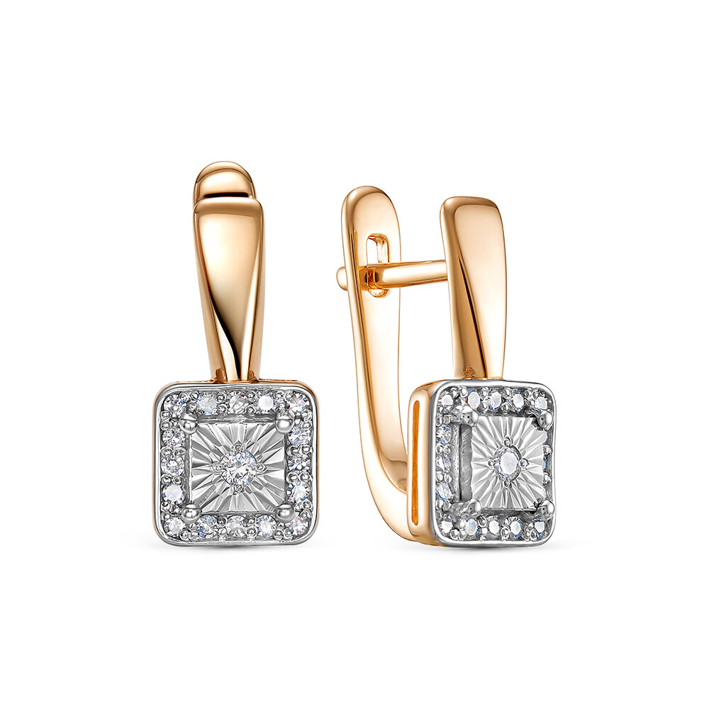 Серьги, красное золото, 585 проба, бриллиант