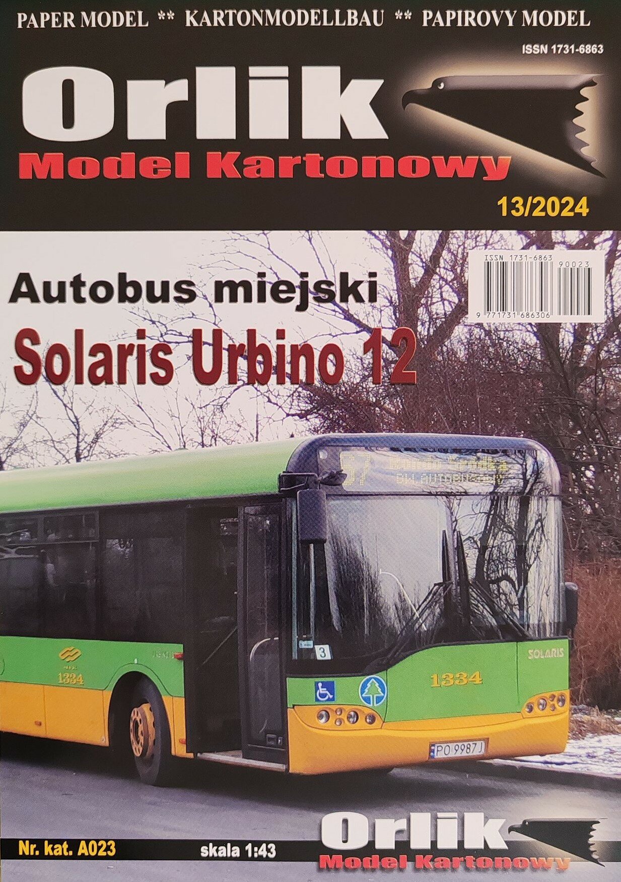 Сборная бумажная модель Автобус Solaris Urbino 12 - Orlik №А023 (журнал)