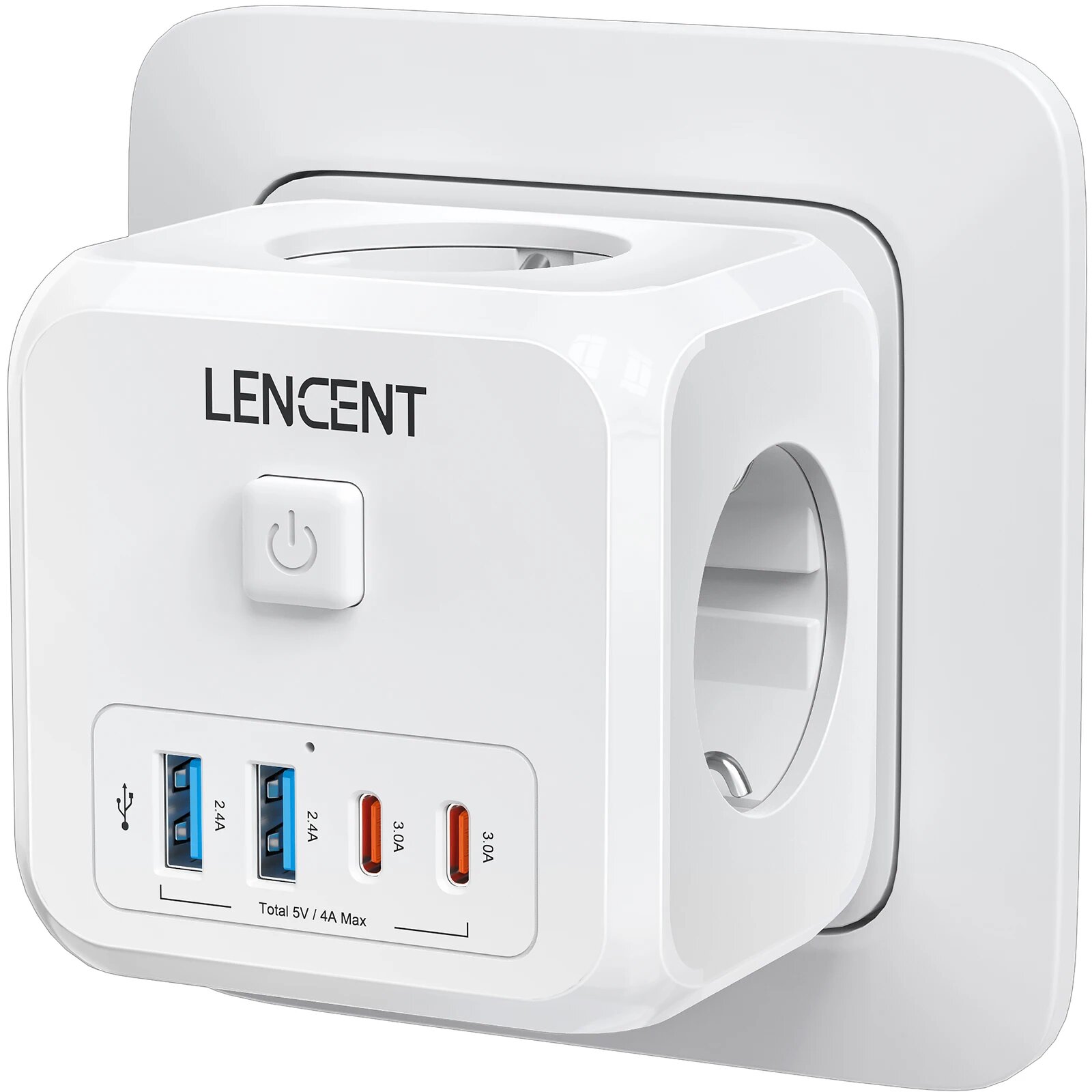 LENCENT Розетка с USB 7-в-1, White 3AC 2U2C