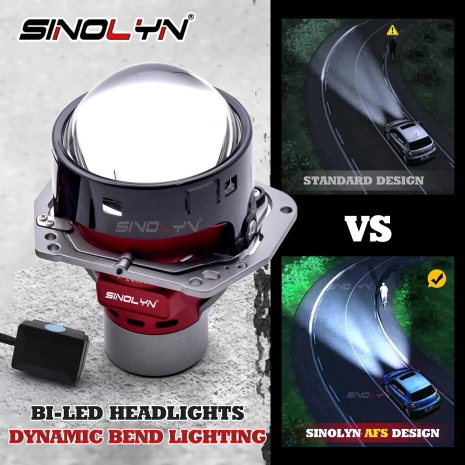 Sinolyn AFS Bi LED линзы фар 6000K 17000Lux LHD для Hella 3R G5