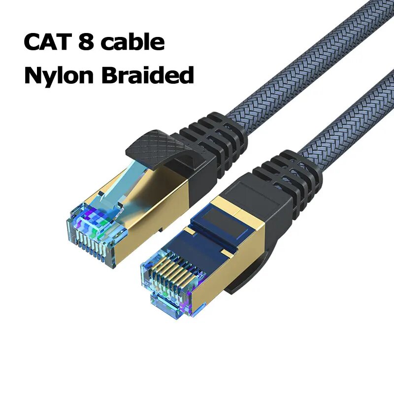 Высокогибкий Ethernet-Кабель Cat 8, высокопроизводительный высокоскоростной Интернет-кабель, сетевой провод 26AWG, 40 Гбит/с, 2000 МГц
