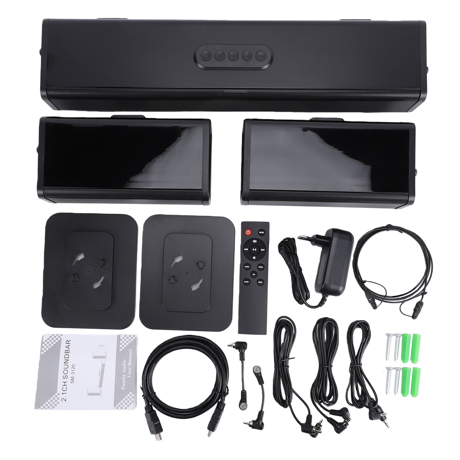 Съемный ТВ-Динамик 3 в 1 Мощностью 100 Вт, Система Объемного Звучания Для Домашнего Кинотеатра, Оптические Подключения ARC AUX для Игровых ПК, Проекторы EU Plug