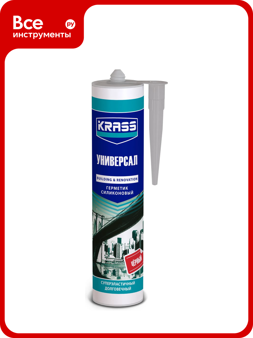 Герметик силиконовый универсальный KRASS черный, 300 мл, ЛА-00003411