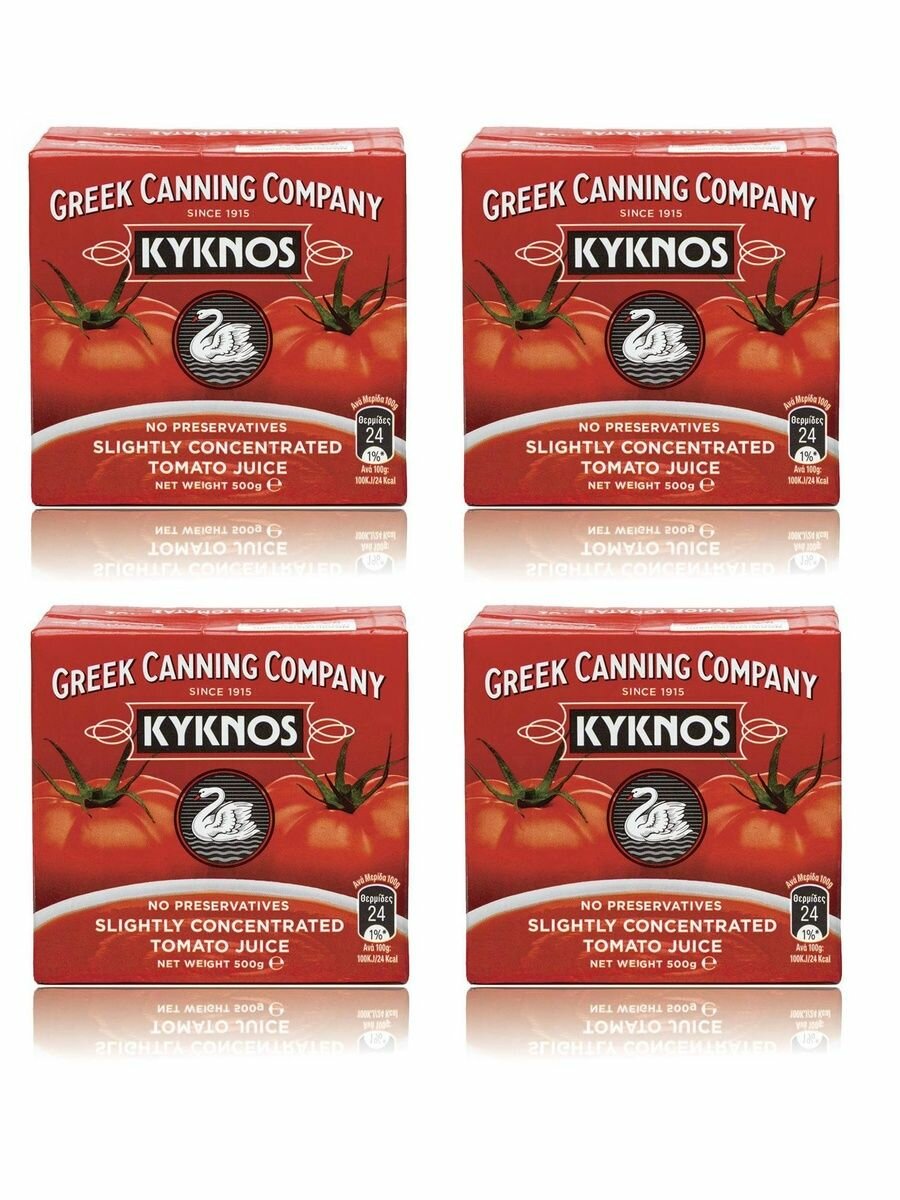 Kyknos Томаты протертые в собственном соку 500гр (Набор из 4шт)