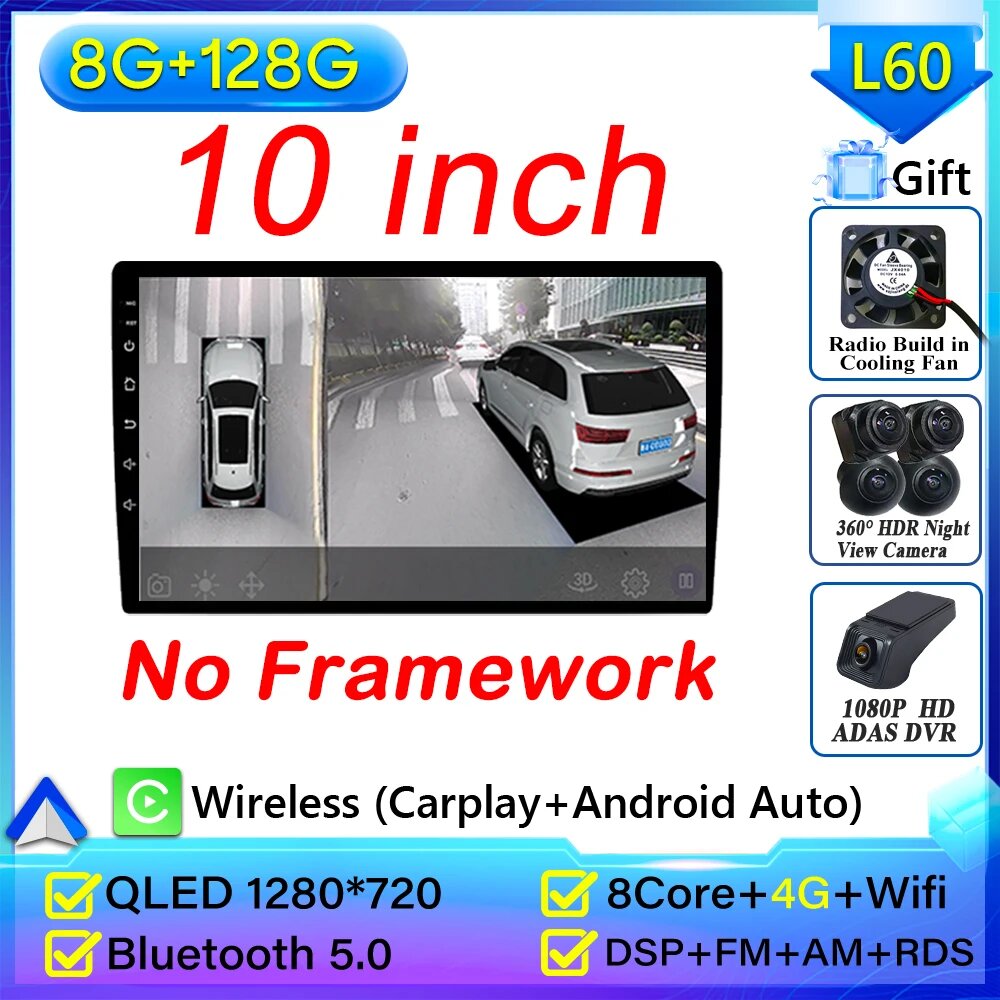 Универсальная автомобильная магнитола Android 16 с экраном 9/10 дюймов, CarPlay, Android Auto, GPS, мультимедийный плеер 2 DIN, Wi-Fi, QLED-экран, Bluetooth