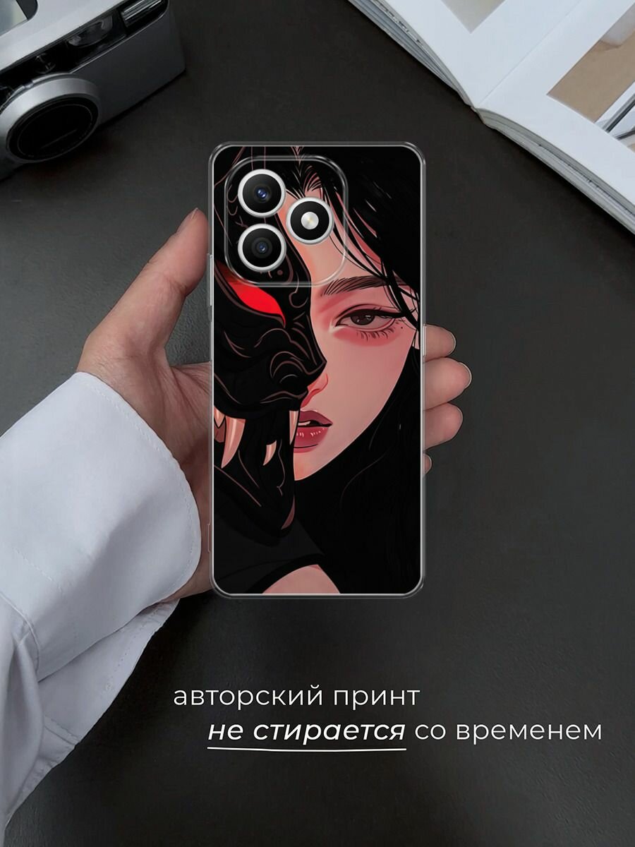 Силиконовый чехол на Honor X8d / Хонор X8d с принтом Девушка с маской — фото 1