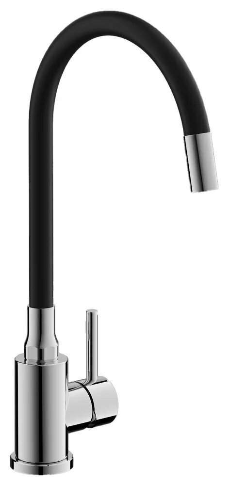 Смеситель для кухни BELZ B809 B73809-7 с гибким изливом, с поворотным изливом, хром, черный, матовый, глянцевый, однорычажный, нержавеющая сталь, с керамическим картриджем
