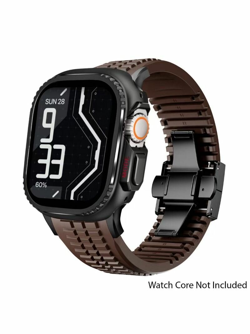 Комплект защитный корпус металл + силикон для Apple Watch Series 3-9/SE, 46мм, прочный браслет