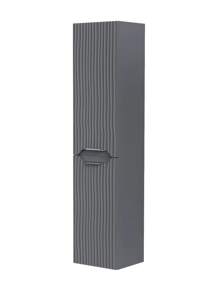 Шкаф-пенал для ванной EQUIL Mirage 36 L с бельевой корзиной, подвесной, 36 см, серый, матовый, с дверками, из МДФ
