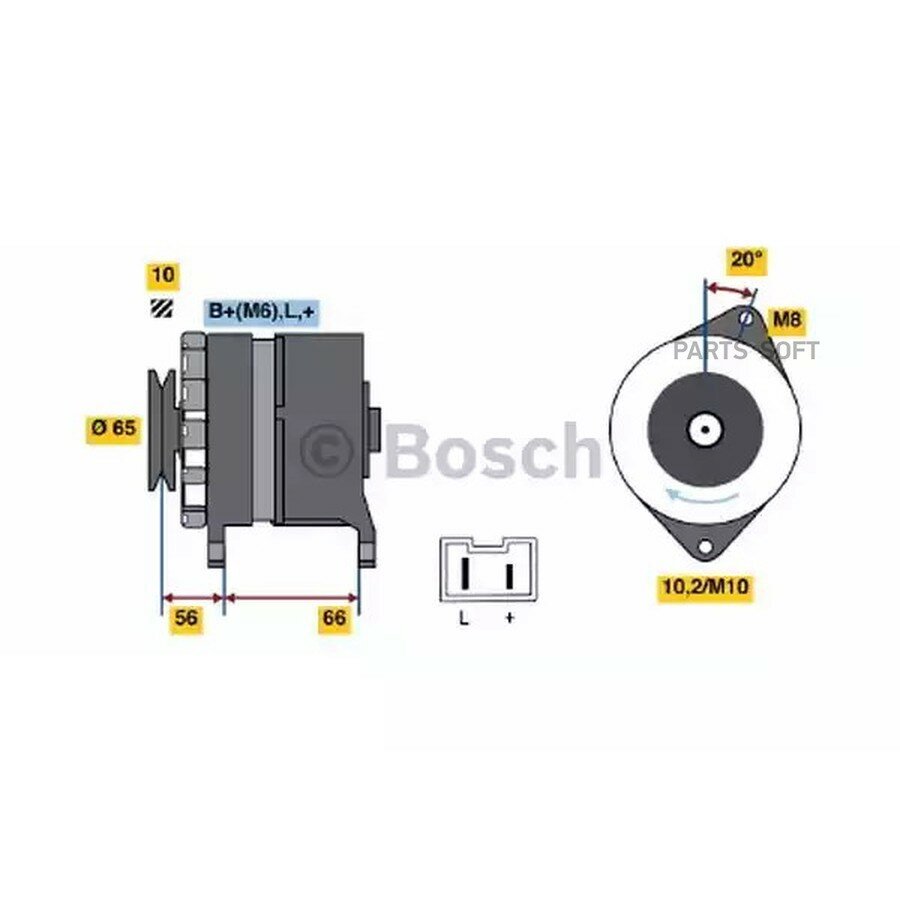 Генератор 14V, 60A от официального дистрибьютора, BOSCH, артикул 0986037321