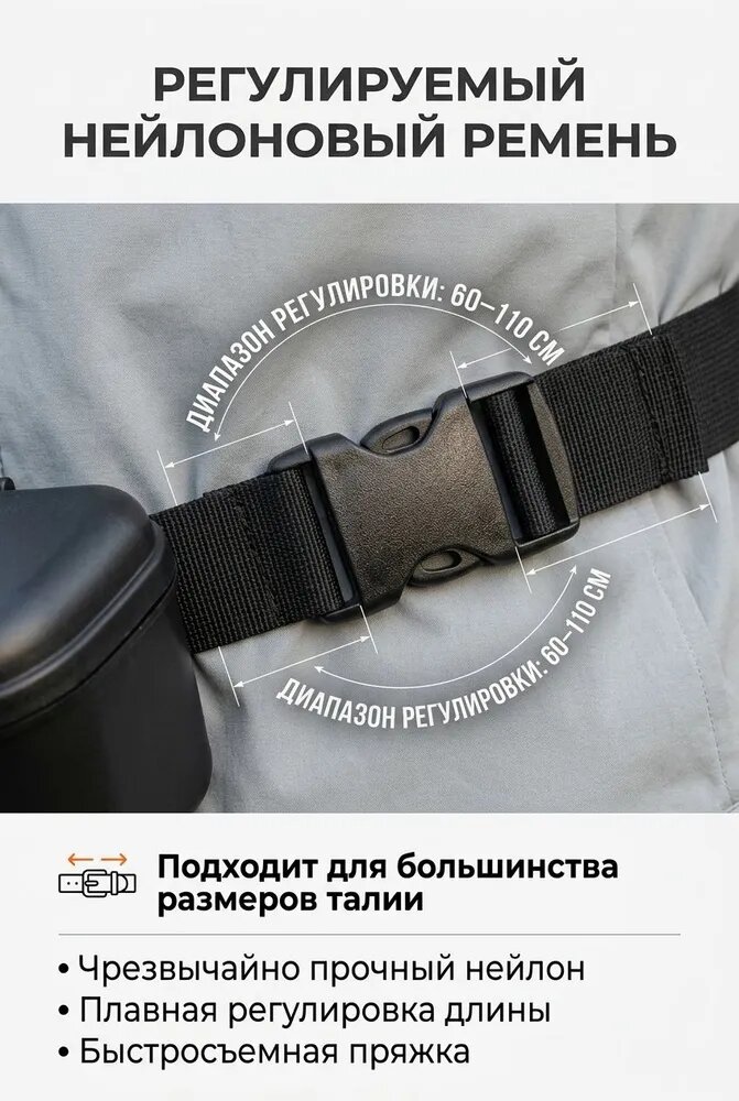 Мужской рюкзак для рыбалки и охоты, Черный W4N, 10x27x11 см, Китай, 350 г — фото 1