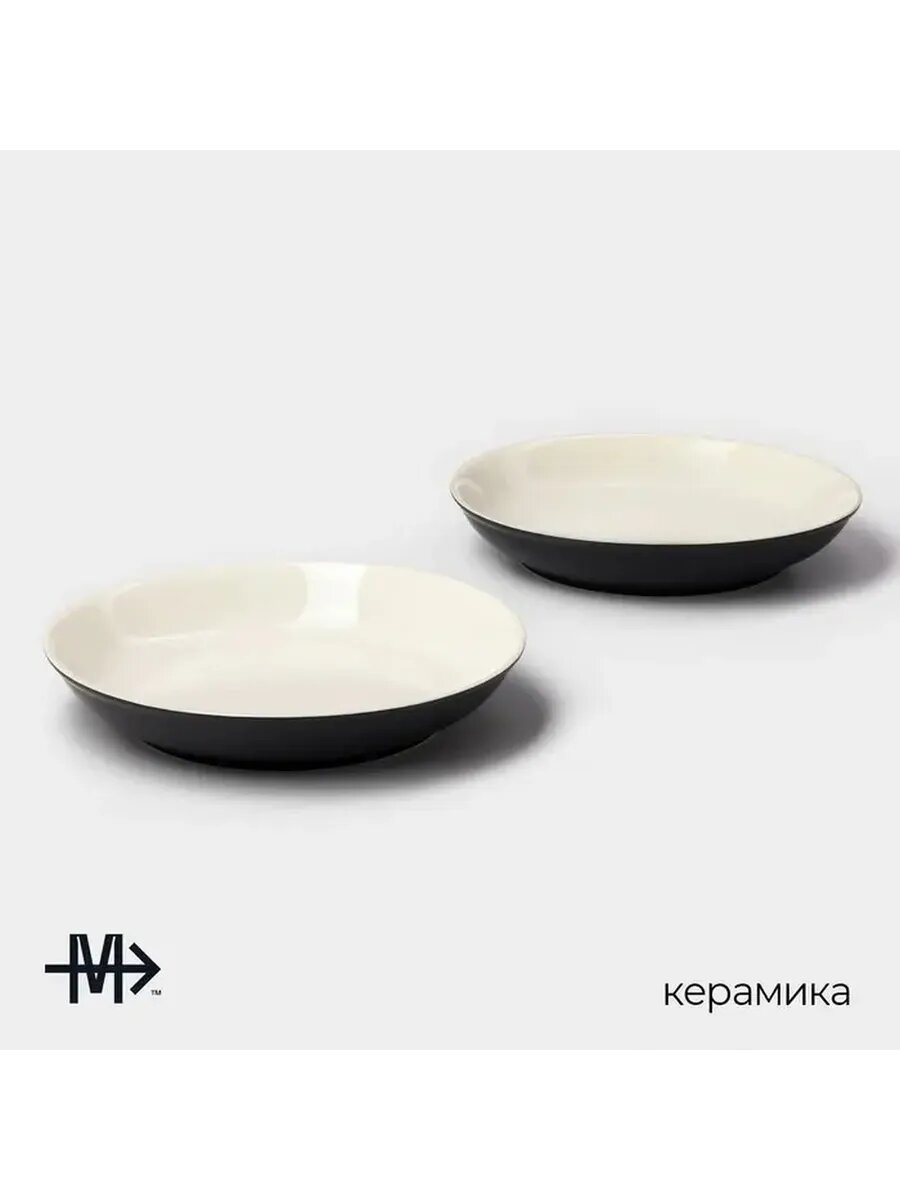Стильный керамический набор тарелок в матовом черном цвете