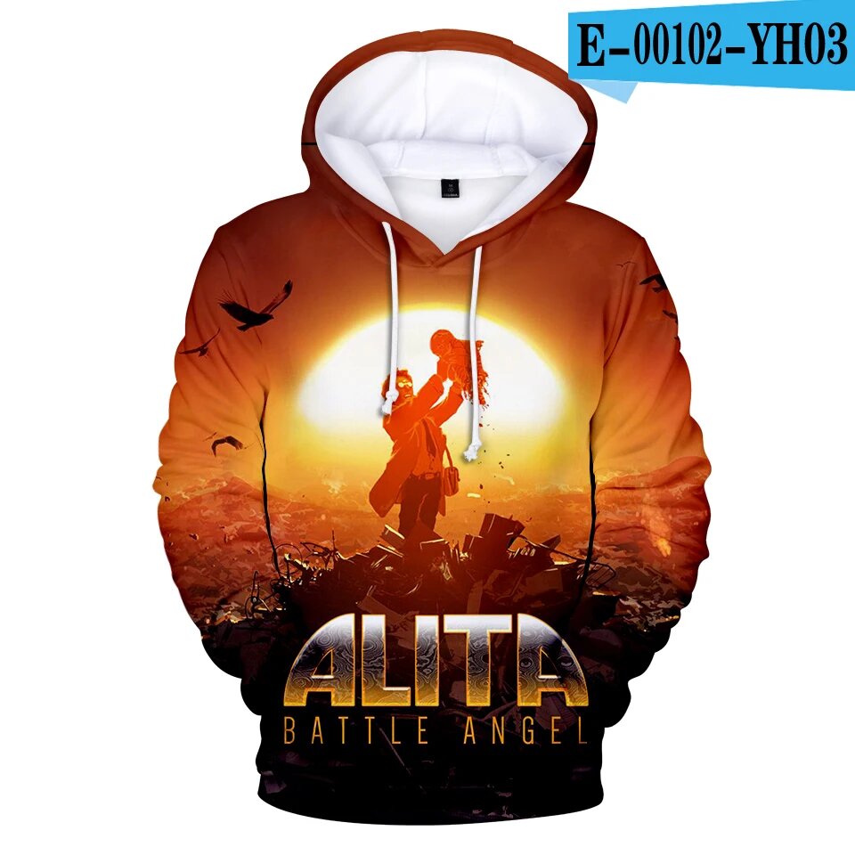 Alita Battle Angel 3D Print Hoodies 4XL, 3D