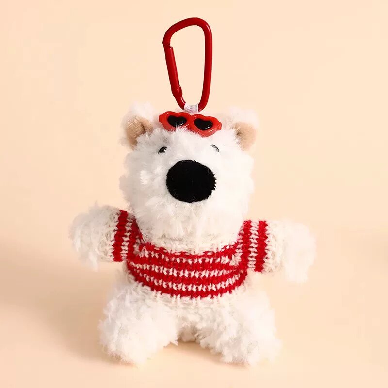 Плюшевый ключchain West Highland Terrier - Красно-белая клетка, милый зверек для аксессуаров сумки 95