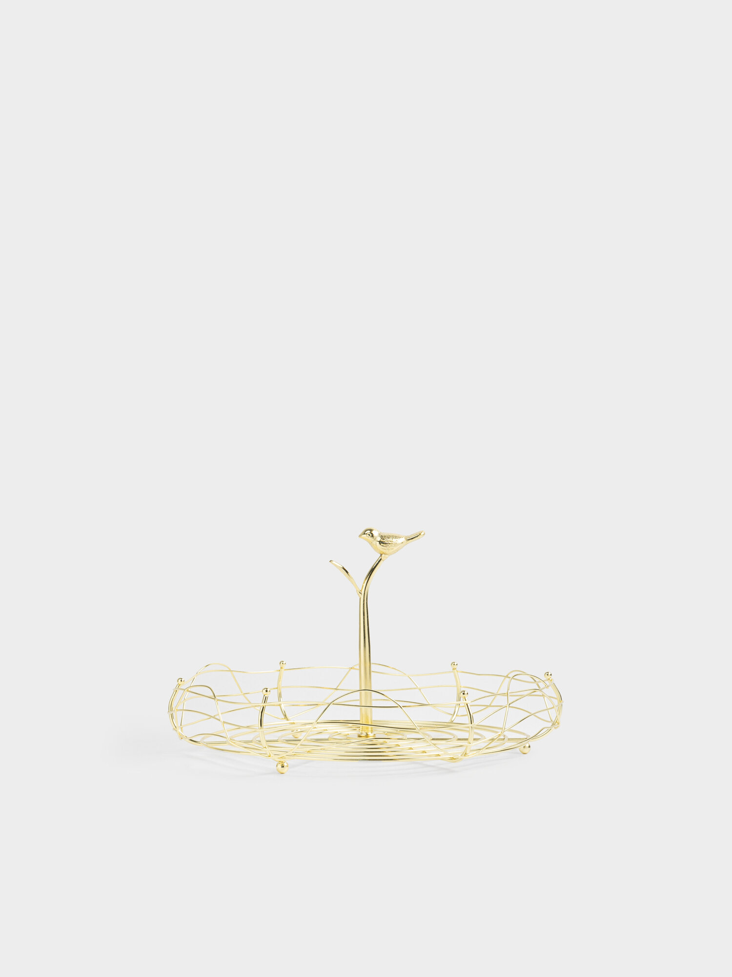 Корзина для фруктов, 29х17 см, с ручкой, металл, золотистая, Птица, Twist gold, Kuchenland
