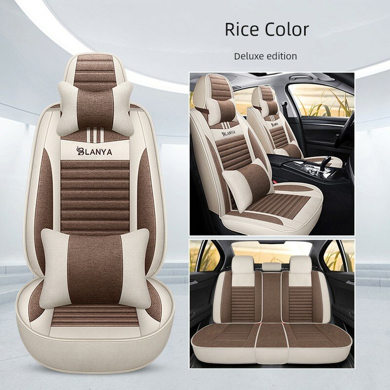 Льняные сиденья для автомобиля Changan Besturn 510 2018-2022, полная защита, роскошная версия, бежевый