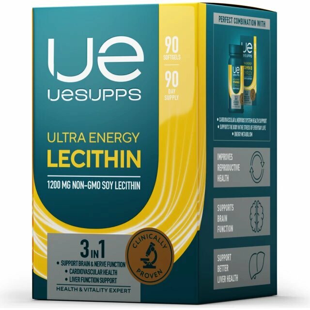 UeSupps Ultra Energy Lecithin 90 софтгель. Комплекс фосфолипидов. Произведено в Дубае